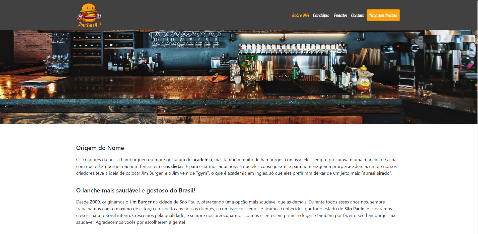 GitHub - CaioBucciarelli/JIM-Burger: Site fictício para uma hamburgueria.