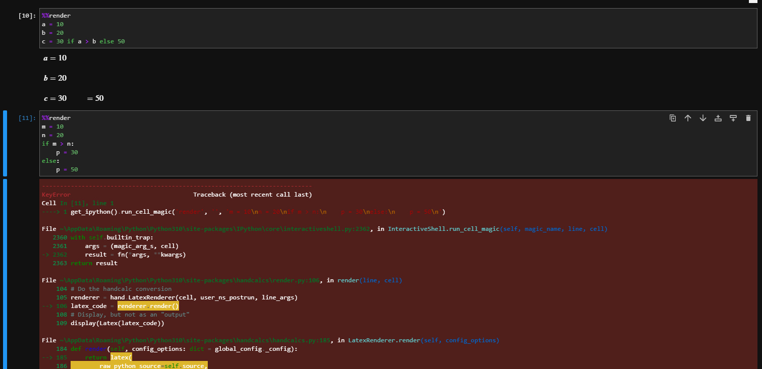 Conditionals if elif else not rendering correctly · Issue #147 · connorferster/handcalcs · GitHub