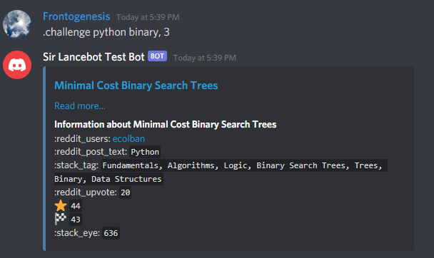 Adding a challenge command · Issue #848 · python-discord/sir-lancebot · GitHub