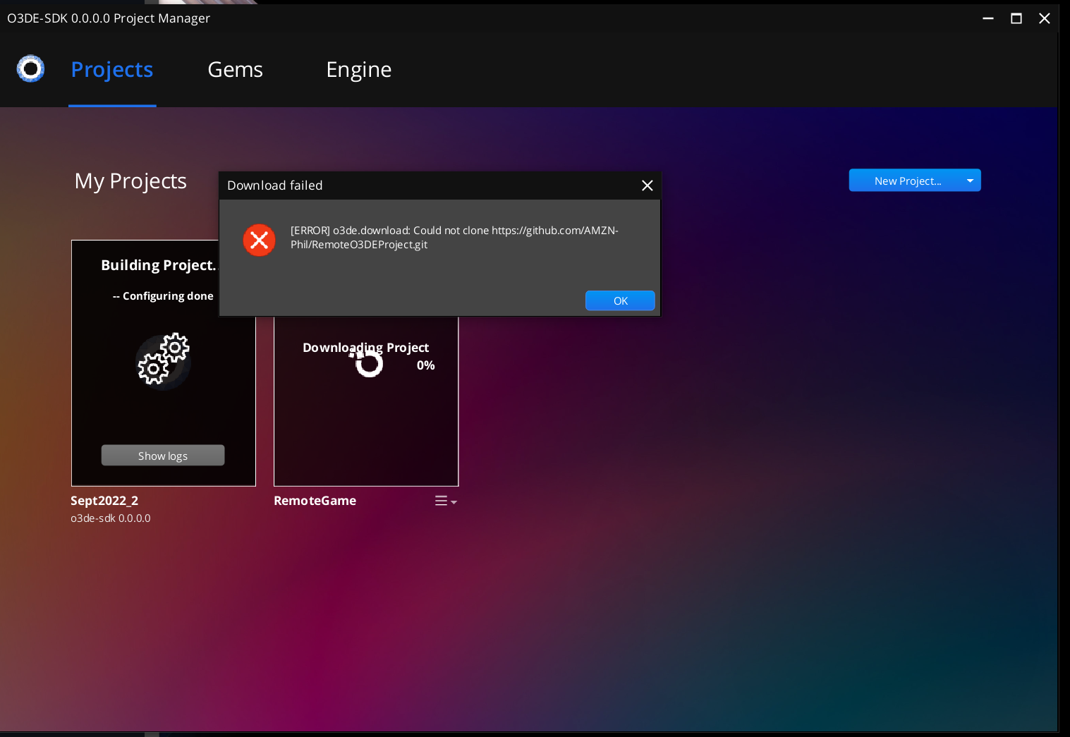 [Project Manager] There is no indicator that the Project Manager is processing a remote source ...