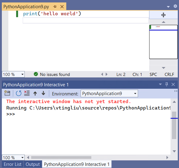 Execute project in interactive displays error "The interactive window has not yet started ...