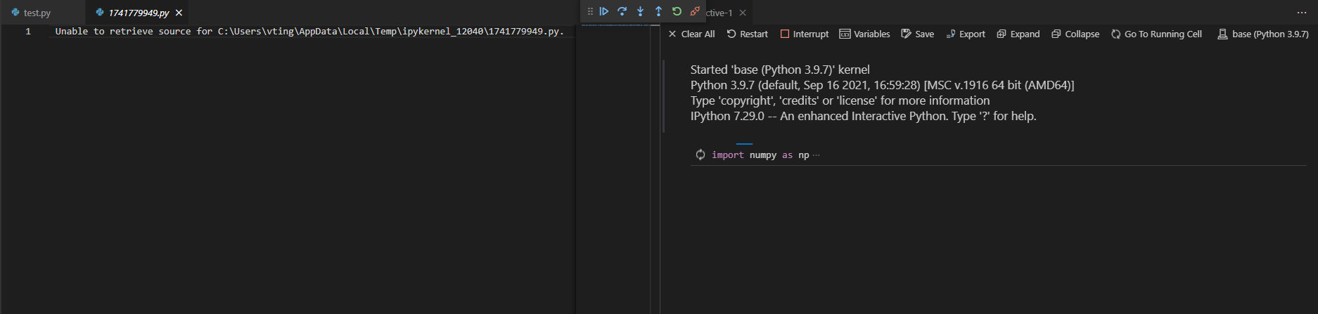 Could Not Load Source When Debugging At The End Of The Cell · Issue 9429 · Microsoft