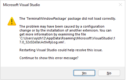 Live Share: The 'TerminalWindowPackage' package did not load correctly. · Issue #6973 ...