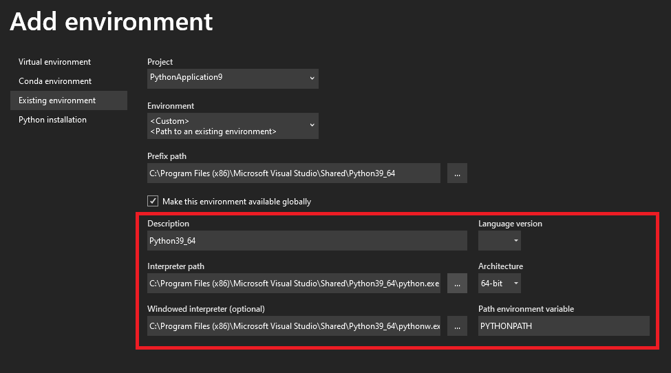 Cannot Add Existing Virtual Environment · Issue 7377 · Microsoftptvs 5719
