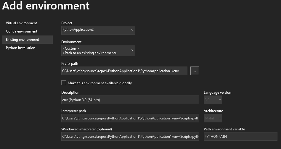 Cannot add existing virtual environment. · Issue #7377 · microsoft/PTVS · GitHub