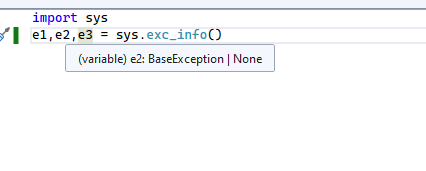 The type information displayed wrong for sys.exc_info with the latest ...
