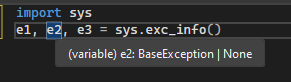 The type information displayed wrong for sys.exc_info with the latest ...