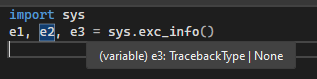 The type information displayed wrong for sys.exc_info with the latest ...