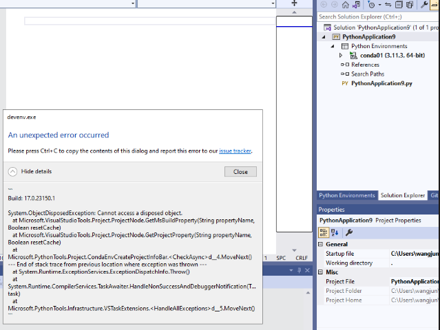 An Unexpected Error Occured When First Creating The Conda Env · Issue 7631 · Microsoftptvs 