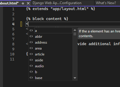 Django IntelliSense in html files doesn't work well. · Issue #7634 · microsoft/PTVS · GitHub