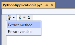 The Quick Action icon for "Extract Method" is missing. · Issue #7685 · microsoft/PTVS · GitHub