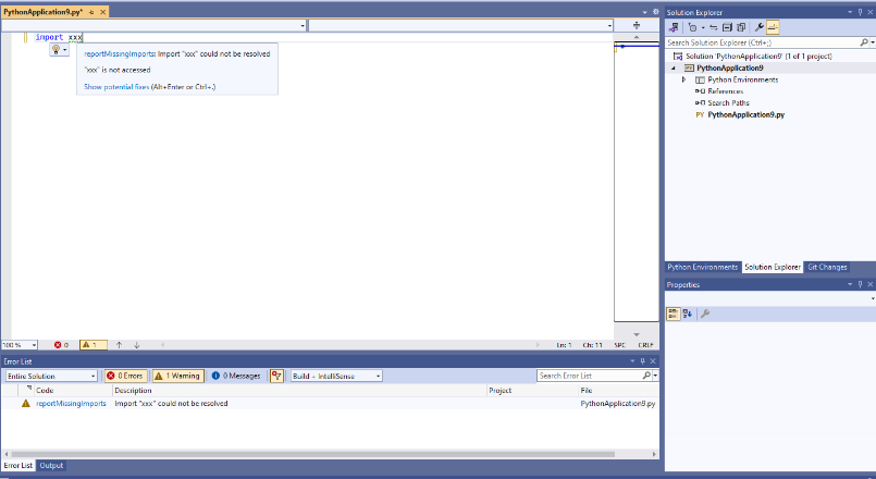 "import xxxxx" without any warnings in the error list. · Issue #7687 · microsoft/PTVS · GitHub