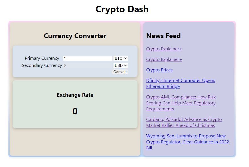 GitHub - pattersondev/CryptoDash: Crypto Dashboard