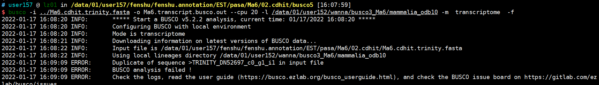 assess trinity.fasta with busco · Issue #1114 · trinityrnaseq/trinityrnaseq · GitHub