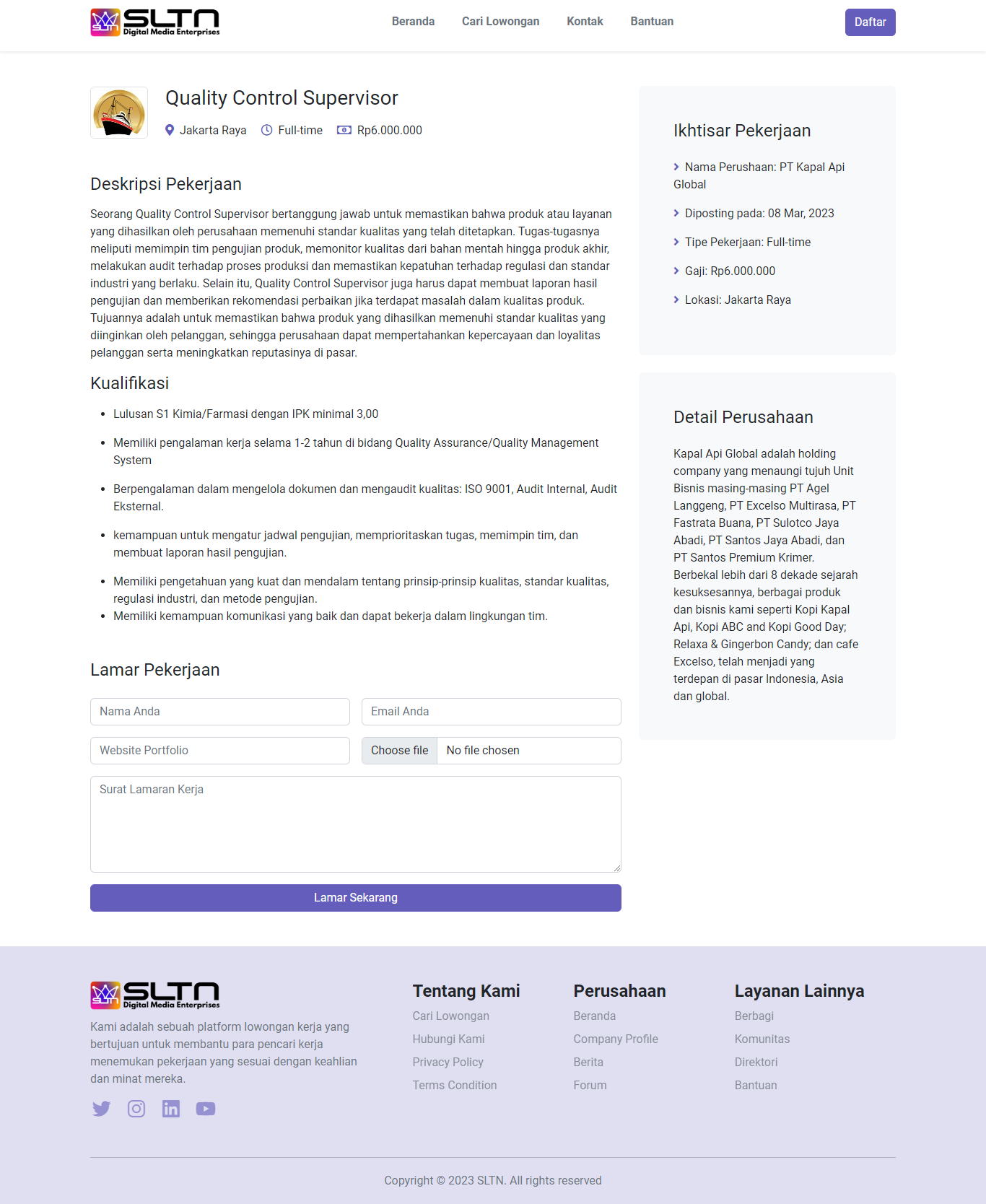 GitHub - myfirnanda/magang-SLTN_web-job-portal: Project magang PT Sultan Langit Teknologi ...