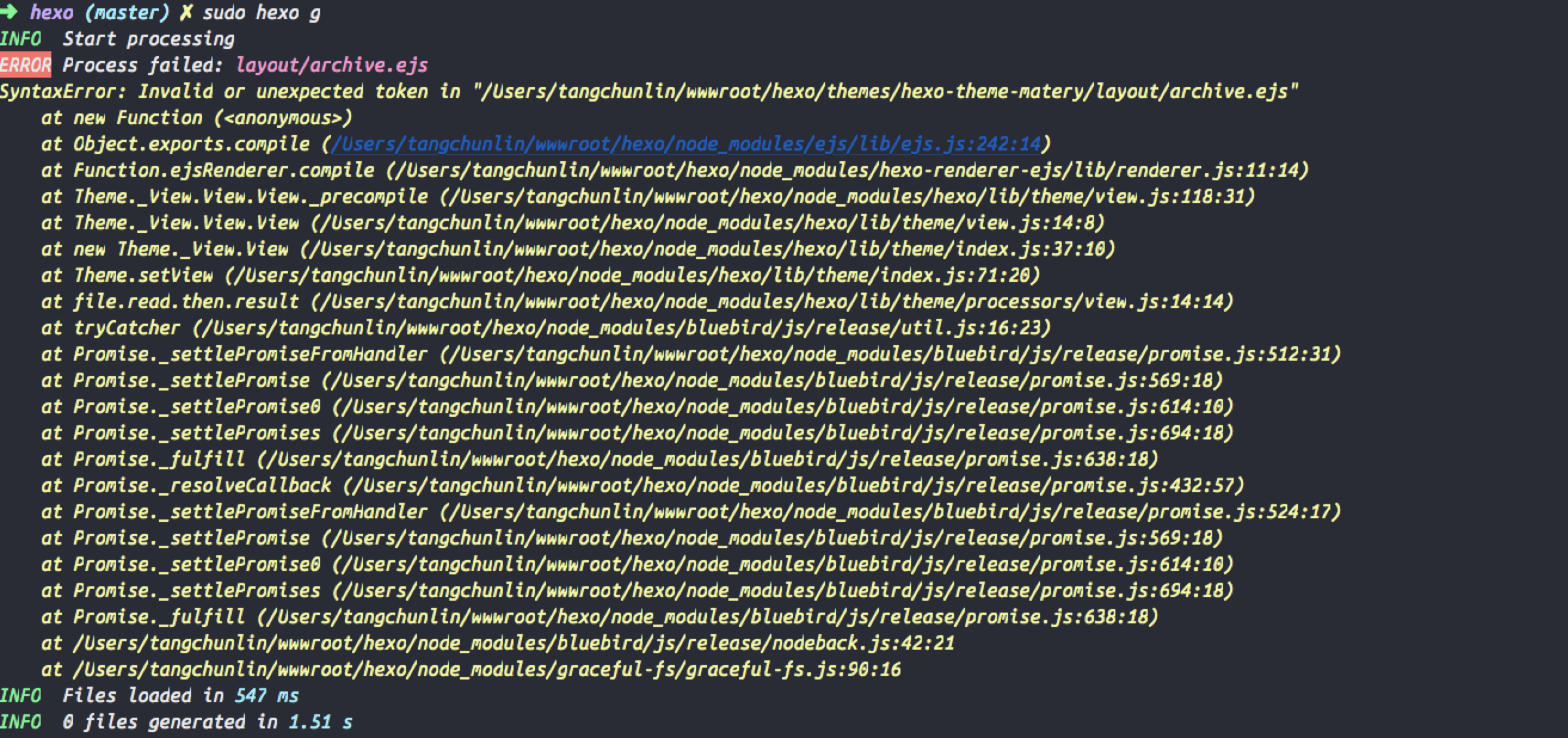 编译时，archiveejs报错 · Issue 72 · Blinkfoxhexo Theme Matery · Github 