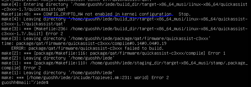 X86固件最近很长一段时间，一直编译不成功，报错：openssl-qat failed to build. · Issue #11133 · coolsnowwolf/lede · GitHub