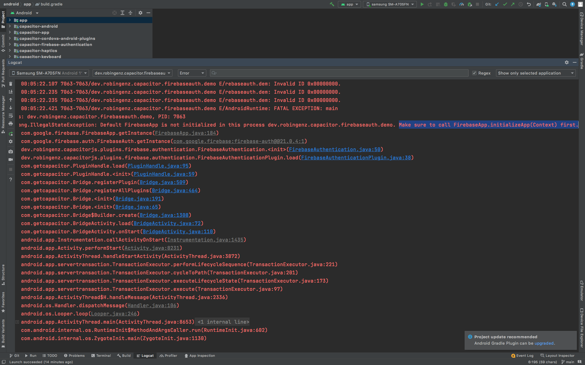 Bug Javalangillegalstateexception Default Firebaseapp Is Not Initialized In This Process Dev 9322