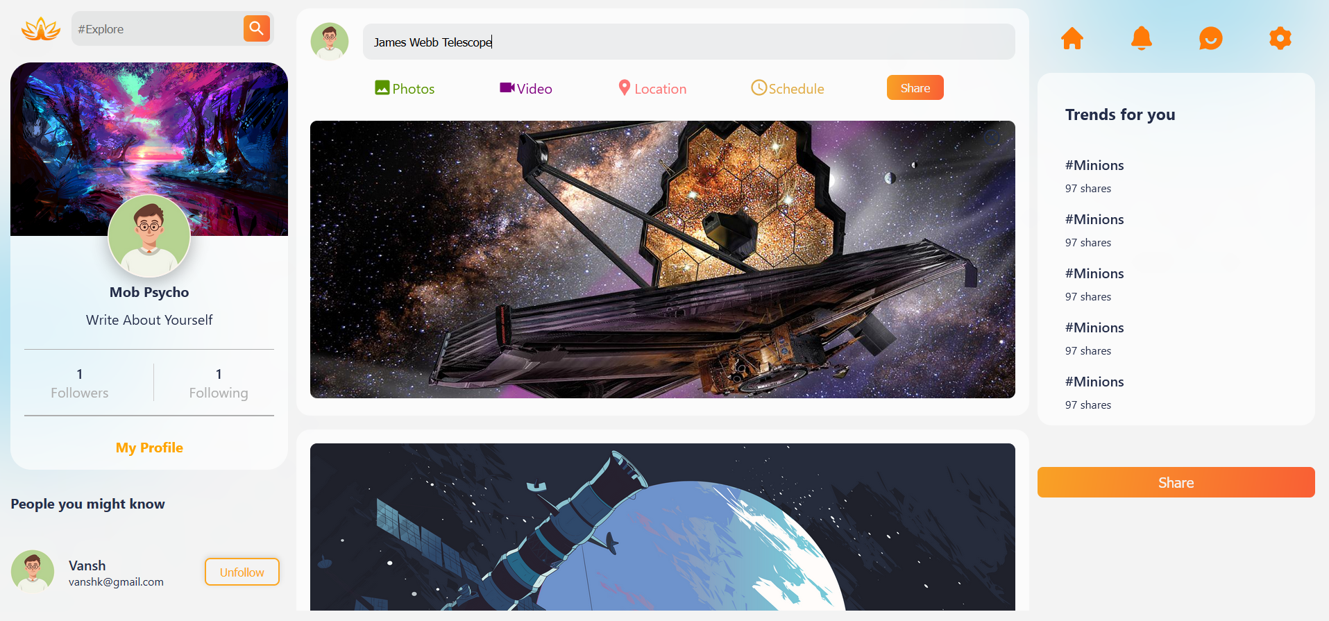 GitHub - Vansh-Khandelwal/Namaste: Social media website