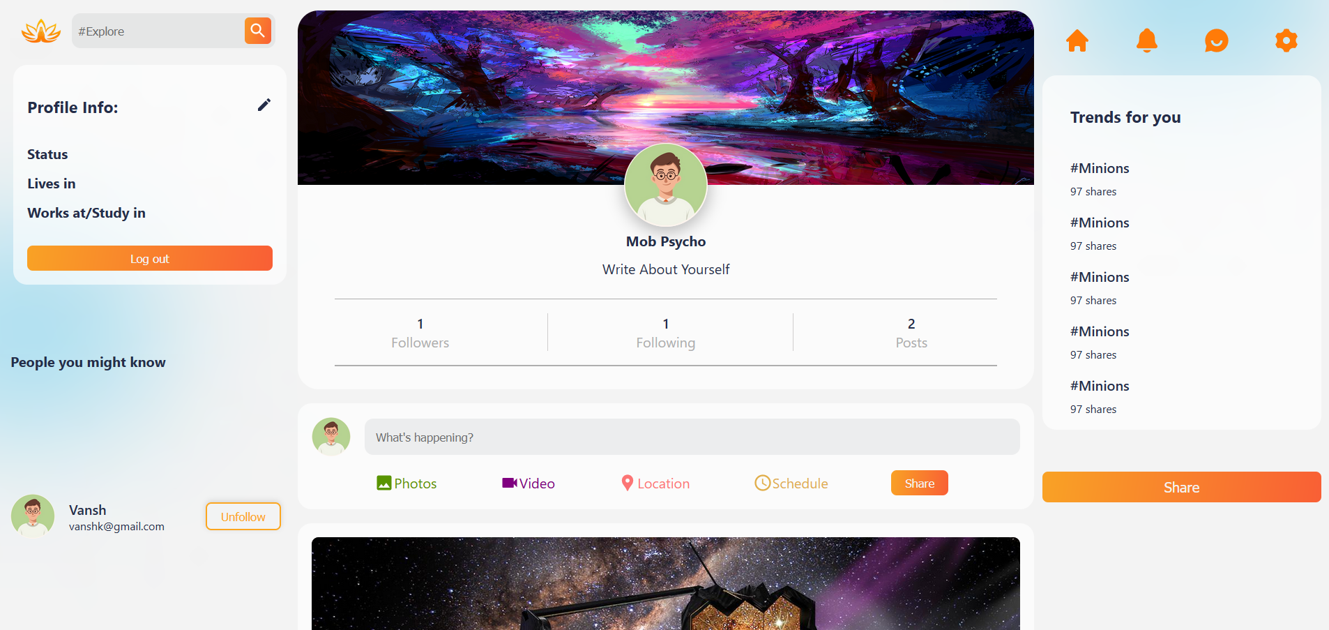 GitHub - Vansh-Khandelwal/Namaste: Social media website