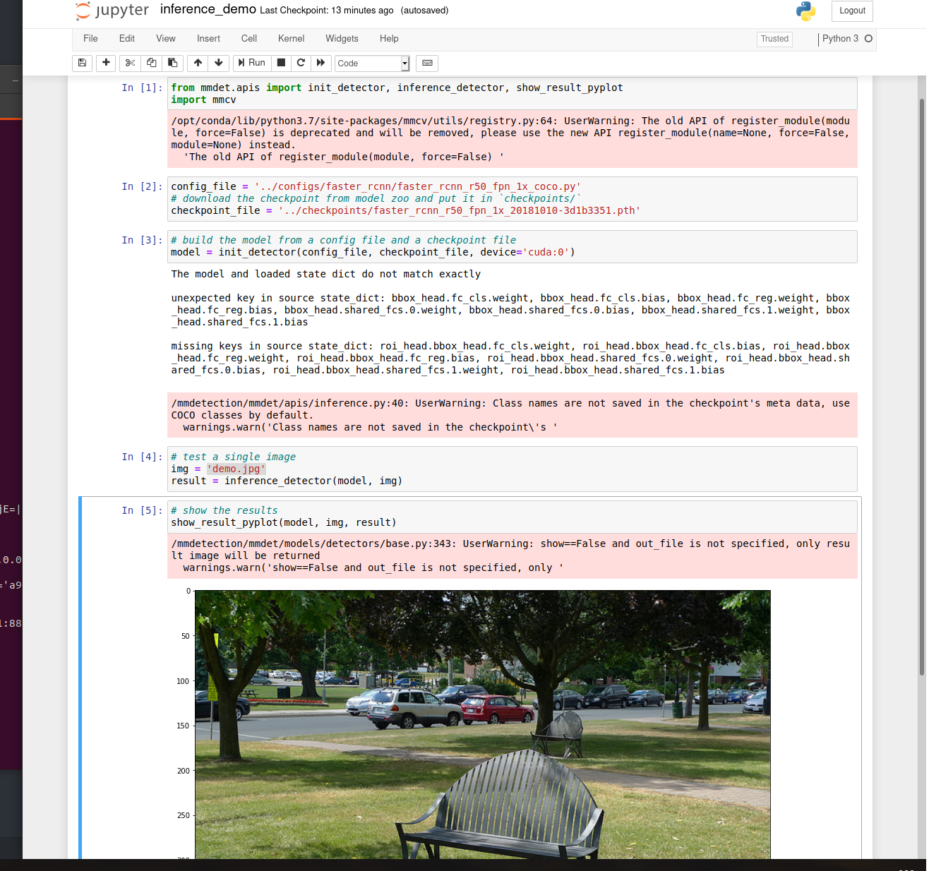 Bounding Boxes Not Showing On The Result Demo Image · Issue 3135 · Open Mmlabmmdetection · Github