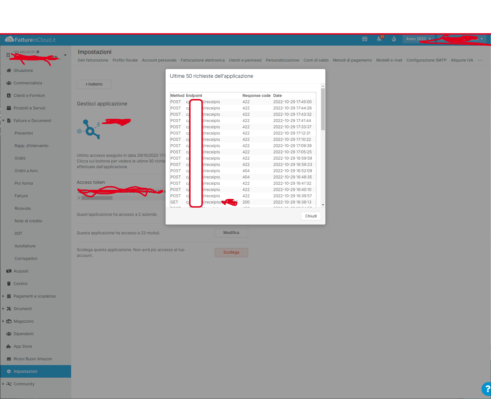 The "i dati field is required", JSON correttamente formattato ...