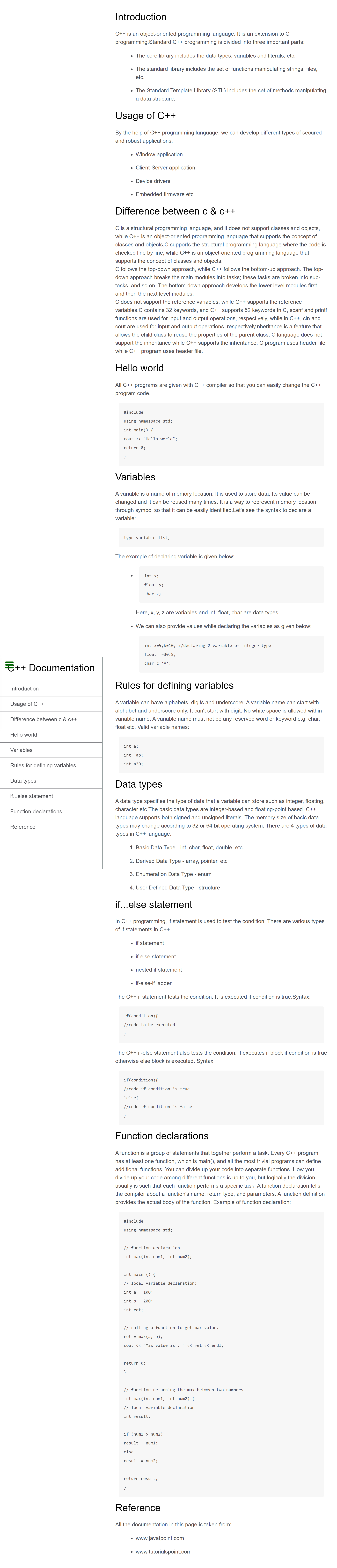 GitHub - arpnarinwa/Technical-documentation-page: A page for C++ ...