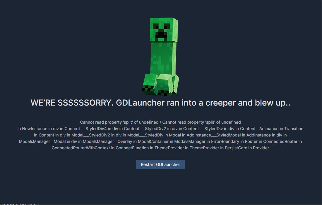 I can't create a new Instance · Issue #844 · gorilla-devs/GDLauncher · GitHub