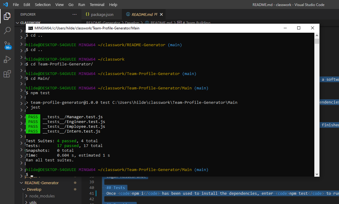 GitHub - LoganHild/Team-Profile-Generator: Easy to use Generator using ...