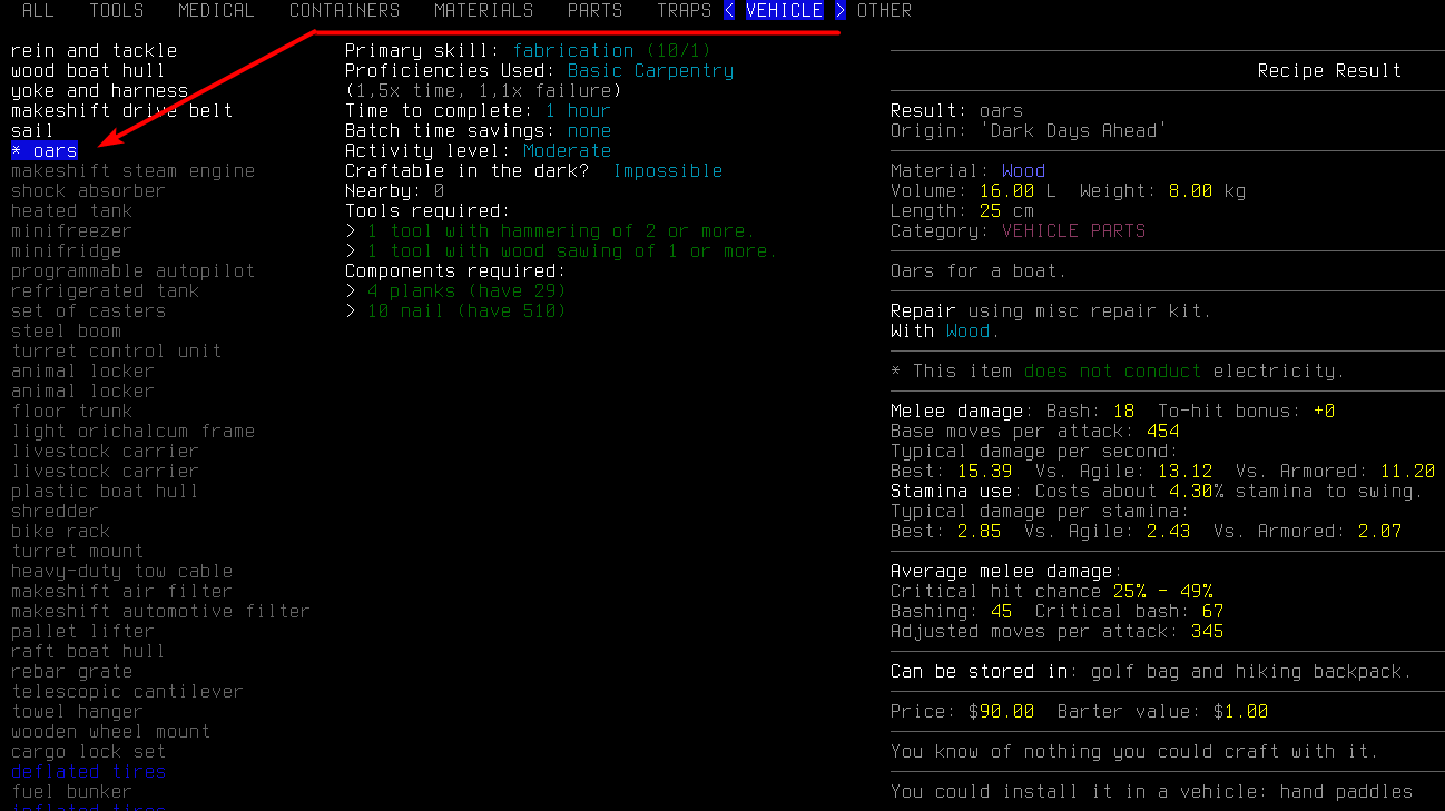 Oars in Tools & Oars in Vehicle are inconsistent · Issue #61260 · CleverRaven/Cataclysm-DDA · GitHub