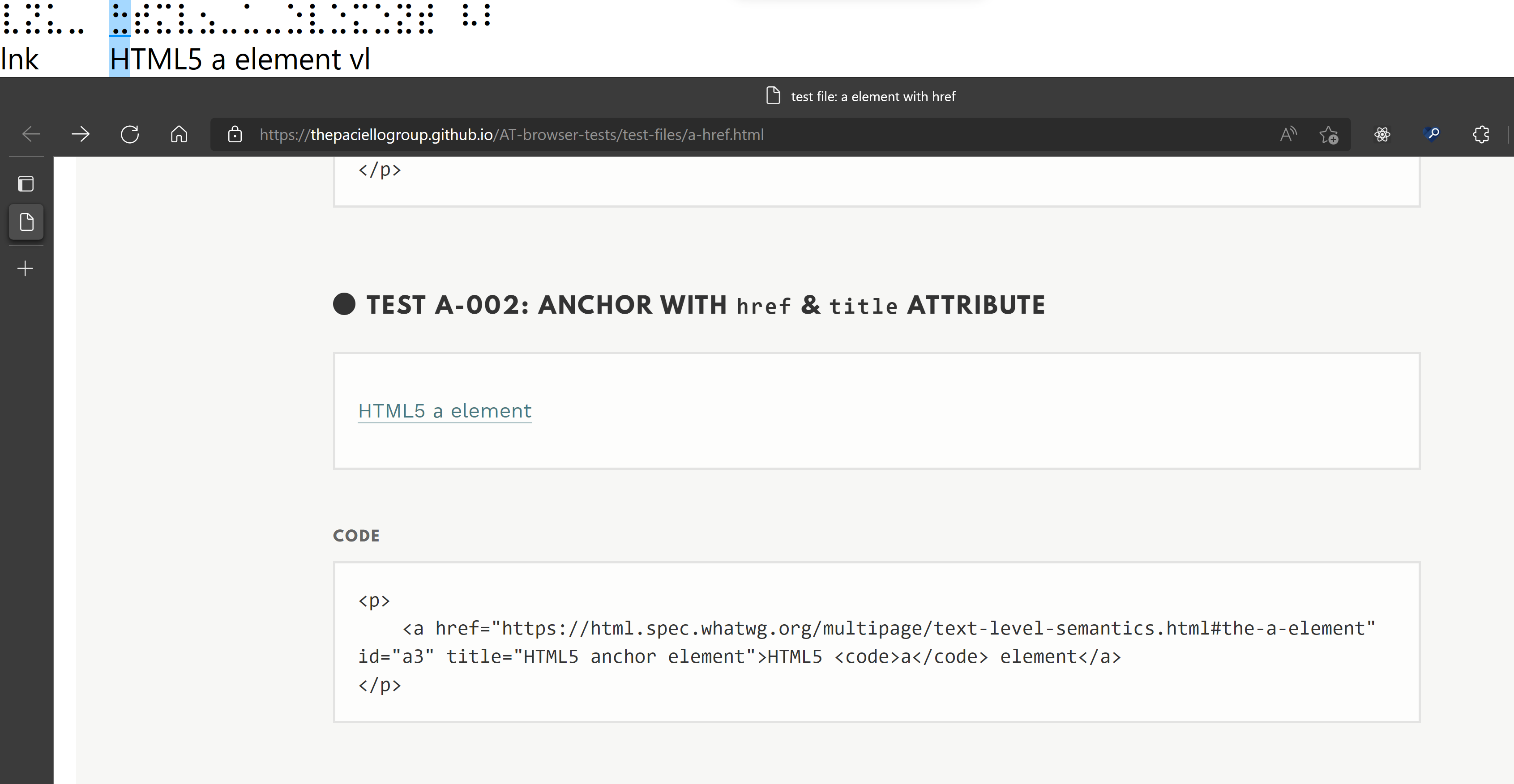 JAWS Braille display is not displaying Anchor HREF property · Issue ...