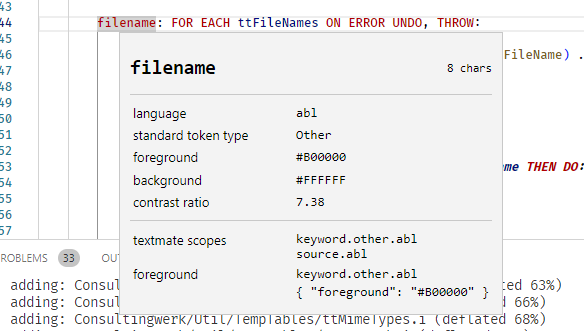 Tokens have incorrect/inconsistent textmate scopes · Issue #66 · vscode-abl/vscode-abl · GitHub