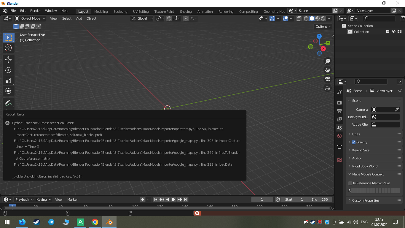 problems while importing in blender · Issue #229 · eliemichel/MapsModelsImporter · GitHub