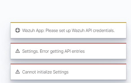 Can't start Wazuh Web Application: Cannot initialize settings - Settings. Error getting API ...