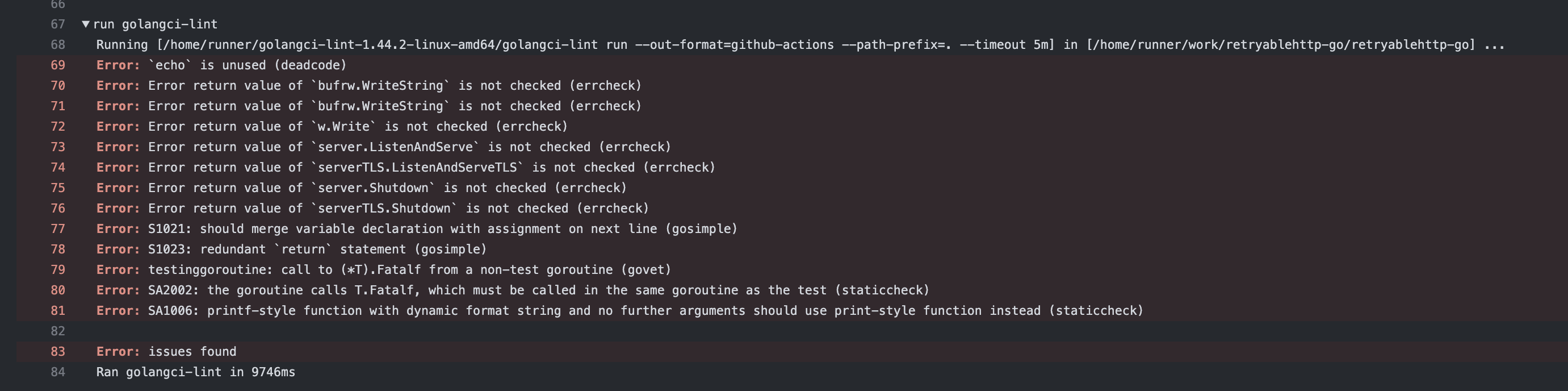 linting issues · Issue #14 · projectdiscovery/retryablehttp-go · GitHub