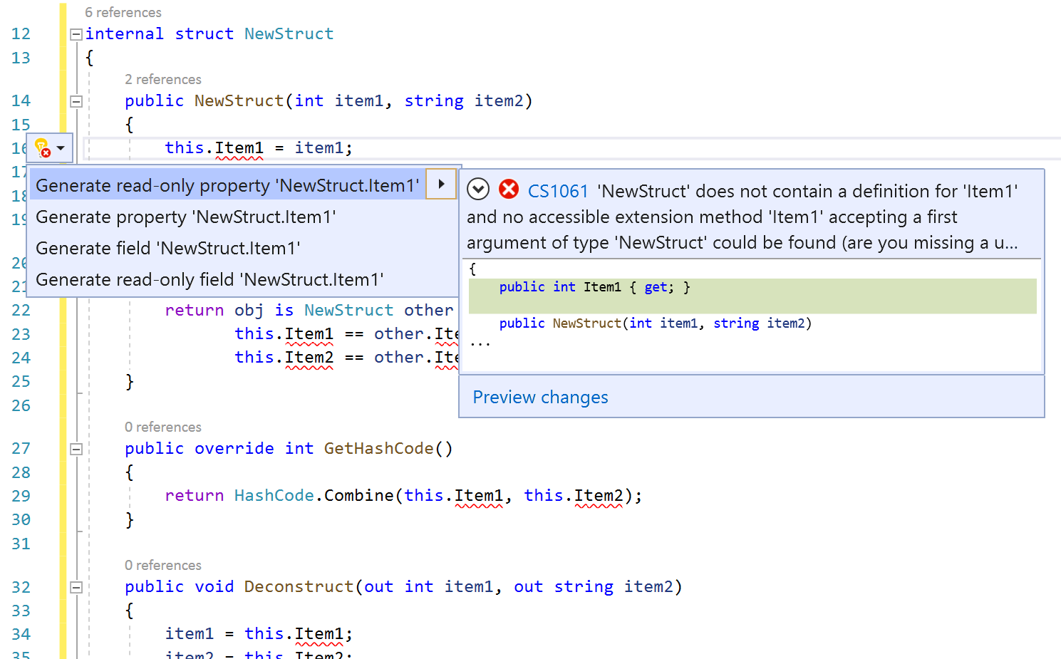 Convert To Struct Has Errors On Uninitiated Members · Issue 33407 · Dotnetroslyn · Github