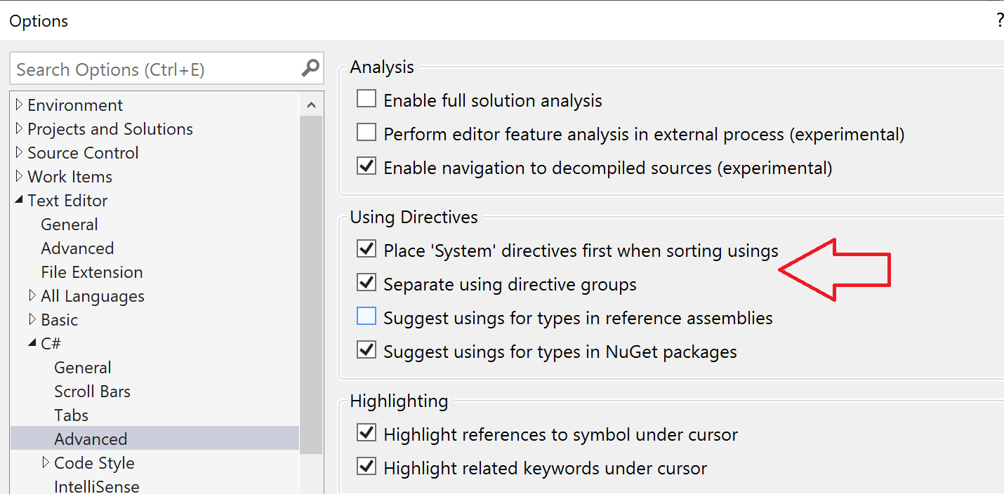 Place ‘Microsoft’ directives second when sorting usings · Issue #33711 · dotnet/roslyn · GitHub