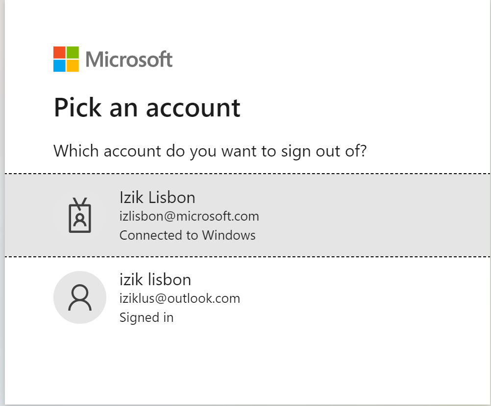 After `logoutRedirect({account})` "Pick an Account" to logout is shown ...