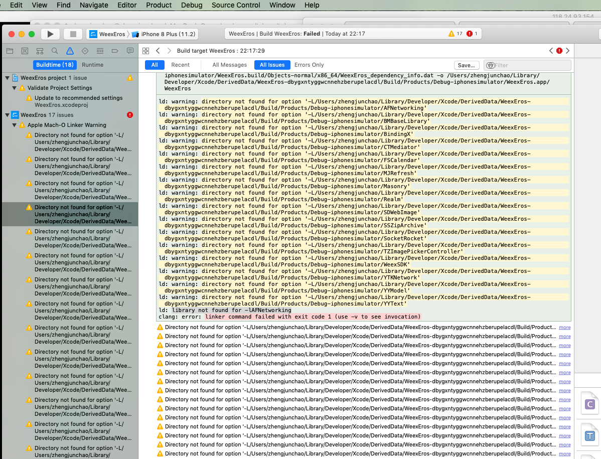 library not found for -lAFNetworking · Issue #272 · bmfe/eros · GitHub