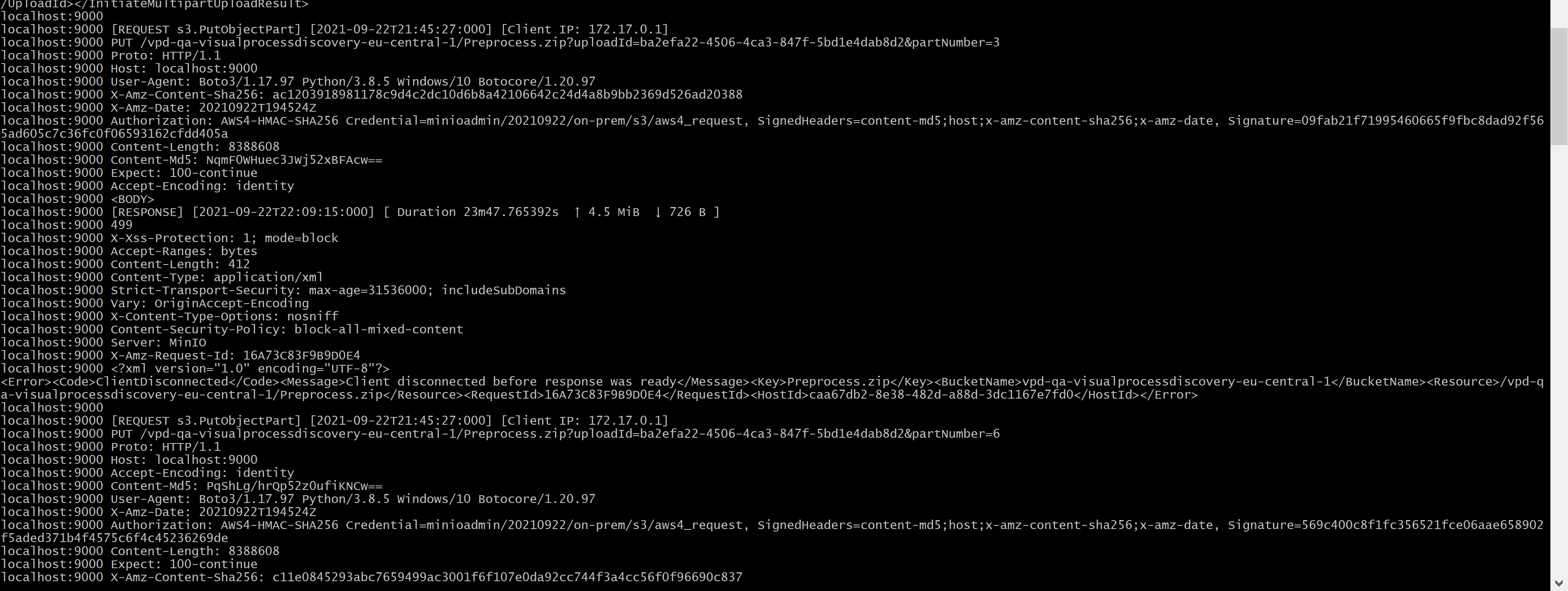 Cannot upload large files via AWS S3 SDK · Issue #13275 · minio/minio · GitHub