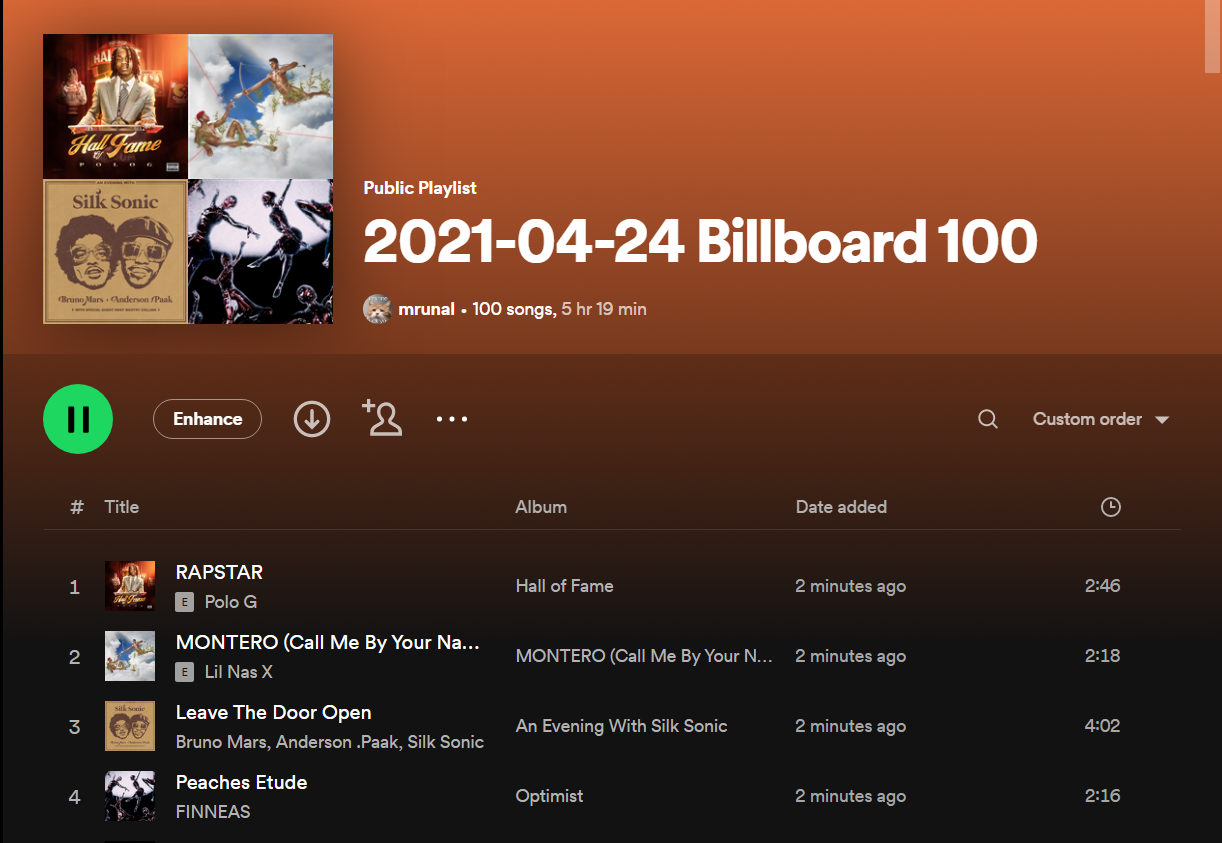 GitHub - mrunalbhonde/billboard_top_100