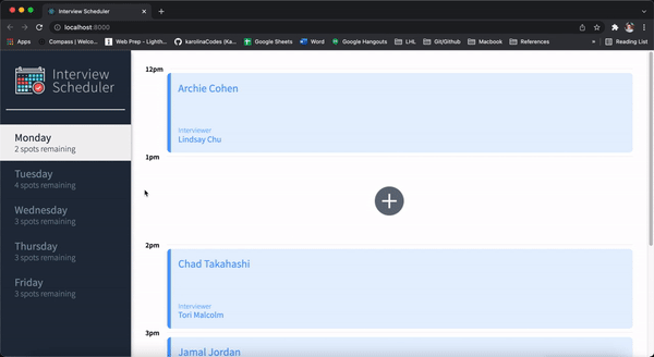 GitHub - karolinaCodes/Interview-Scheduler: A single-page React ...