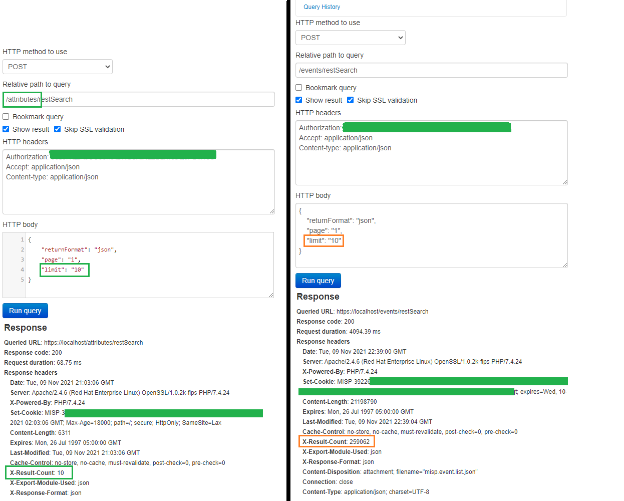 Bug - REST API - Events restSearch ignores page limit · Issue #7950 · MISP/MISP · GitHub