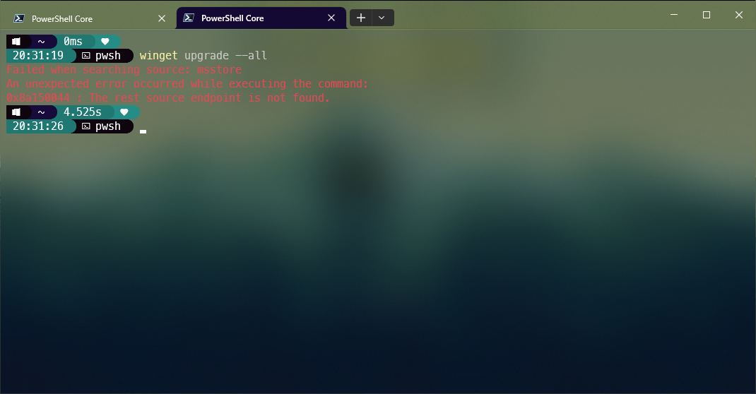 0x8a150044 : The rest source endpoint is not found. · Issue #2771 · microsoft/winget-cli · GitHub