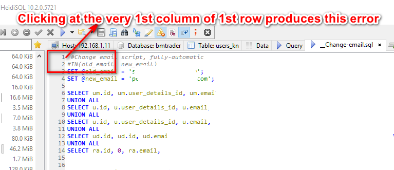 Query editor produces crash (List index out of bounds) · Issue #780 · HeidiSQL/HeidiSQL · GitHub