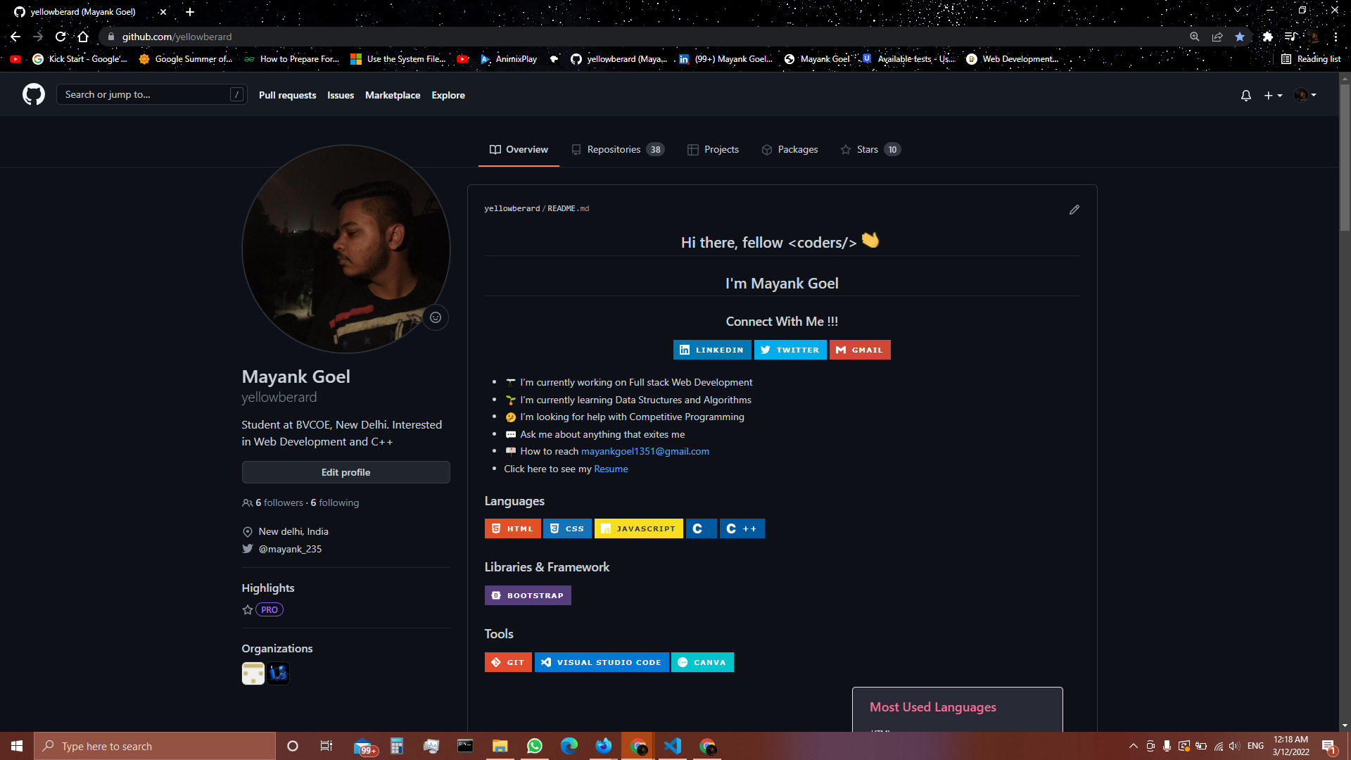 Mayank Goel · Issue 1072 · Eddiehubcommunityawesome Github Profiles · Github 