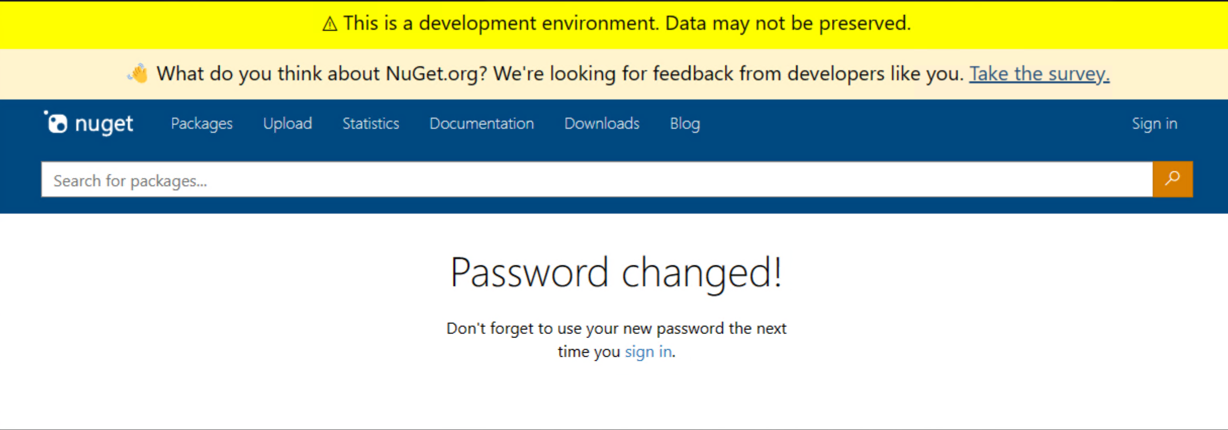 [NuGet.org Bug]: Password login flow redirects to wrong sign in page after creating temp ...