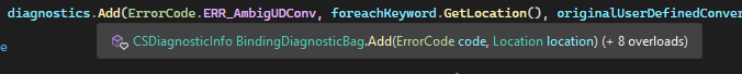 Hovering over the dot before an invocation shows wrong overload · Issue #57031 · dotnet/roslyn ...