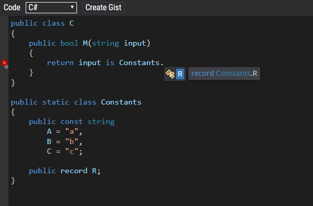 Only suggestions for types are shown after typing `.` following `is SomeType` pattern · Issue ...