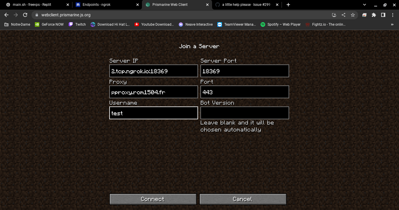 Can’t connect to flying-squid server · Issue #299 · PrismarineJS/prismarine-web-client · GitHub